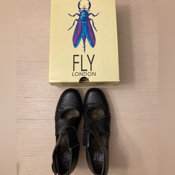 Fly London | Shoes | Fly London Black Leather Yogo Wedge Heel Bootie ...